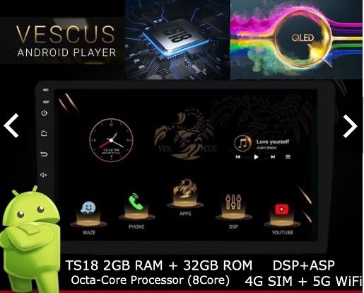 NEW VESCUS Android Car Player Monitor T3L (2+32) DSP Octa-Core ...