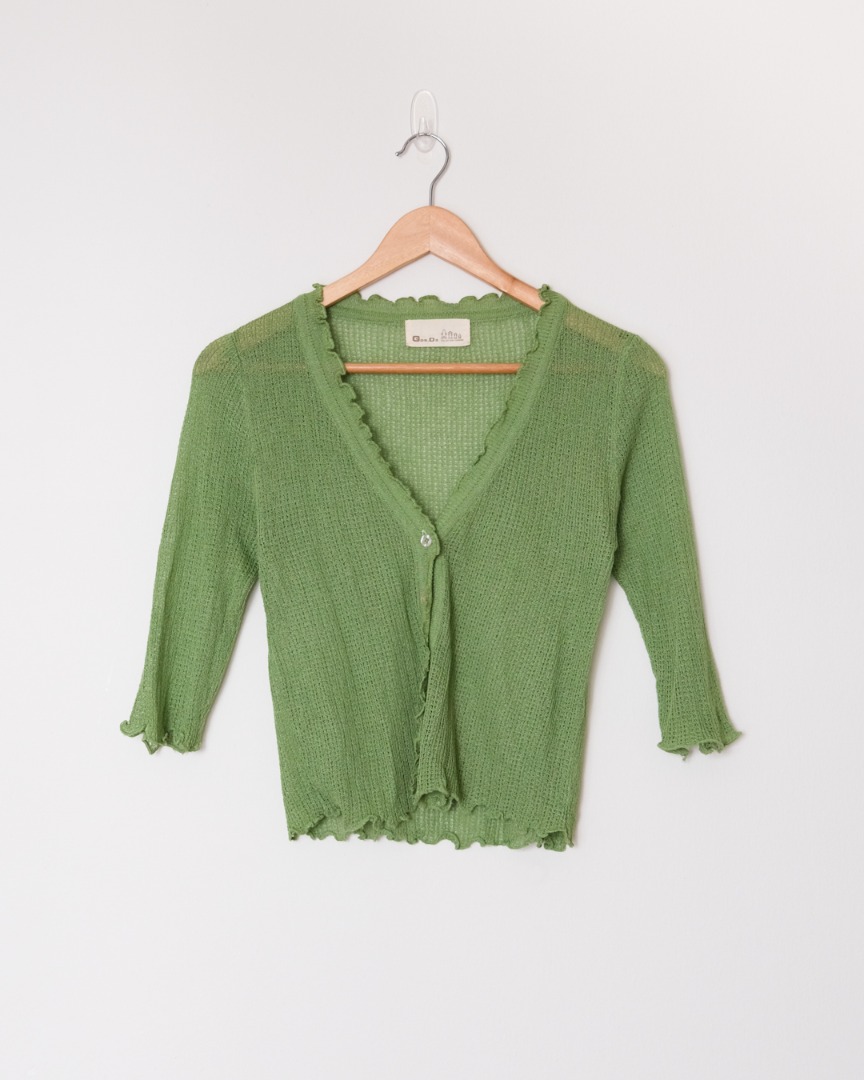 Vintage Cropped Cardigan with Lettuce Hem, Women's Fashion, Coats ...