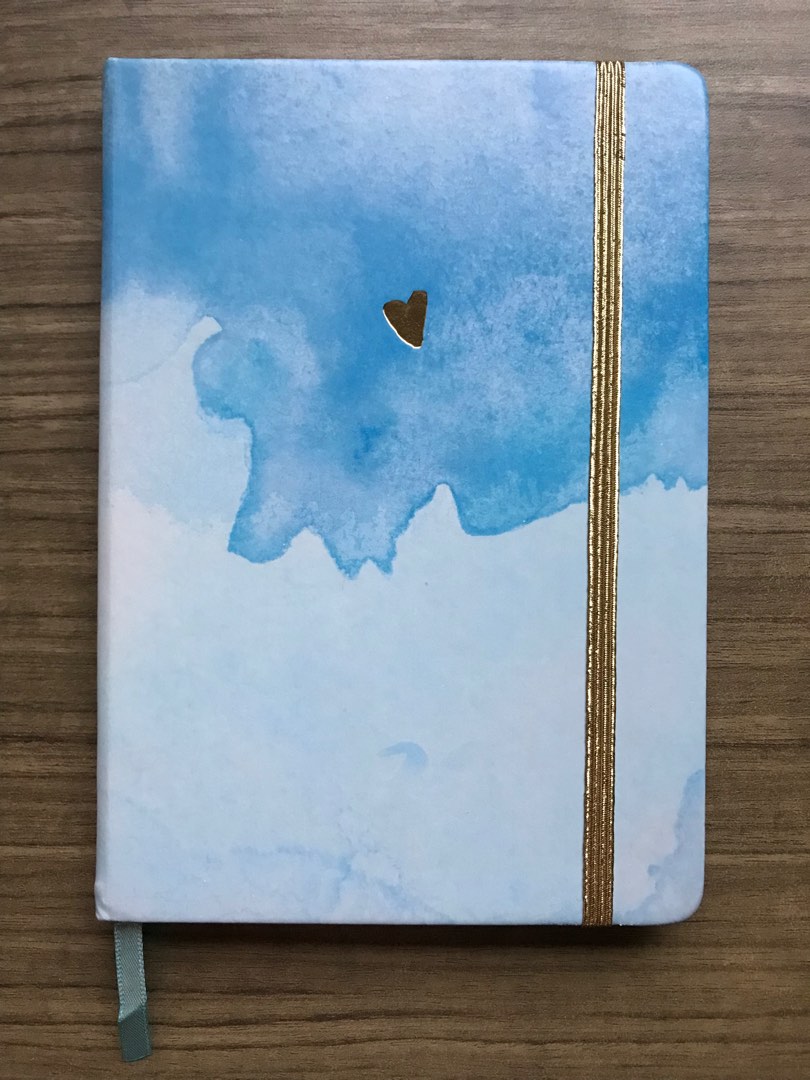 Watercolour Notebook with straight lines, golden rim, Hobbies & Toys ...