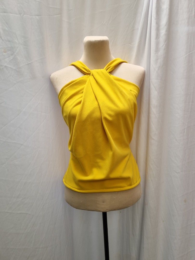 Yellow Halter Top, Women's Fashion, Tops, Sleeveless on Carousell