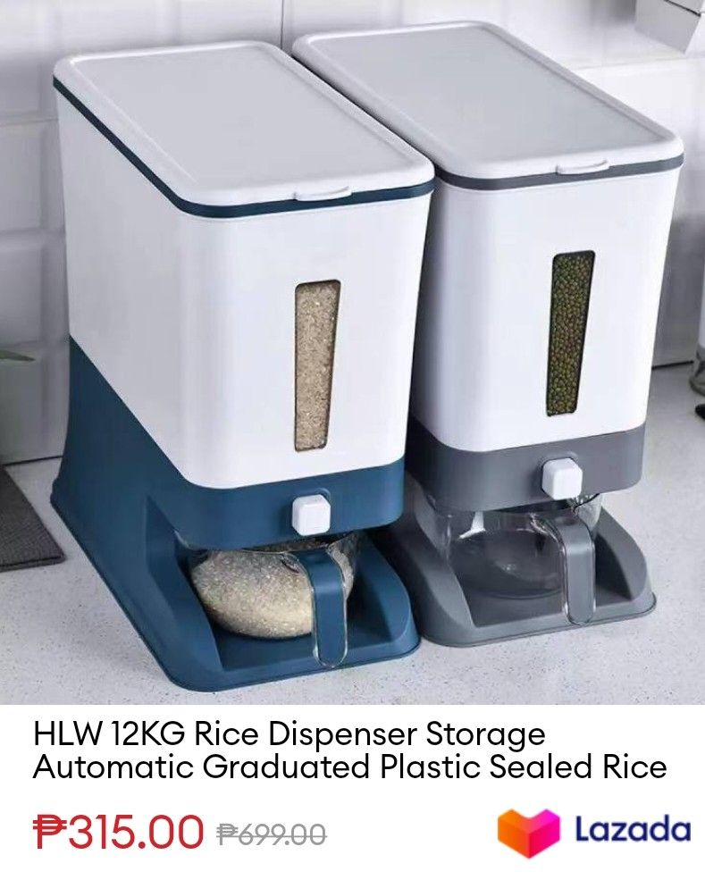 12KG RICE DISPENSER STORAGE AUTOMATIC, Furniture & Home Living ...
