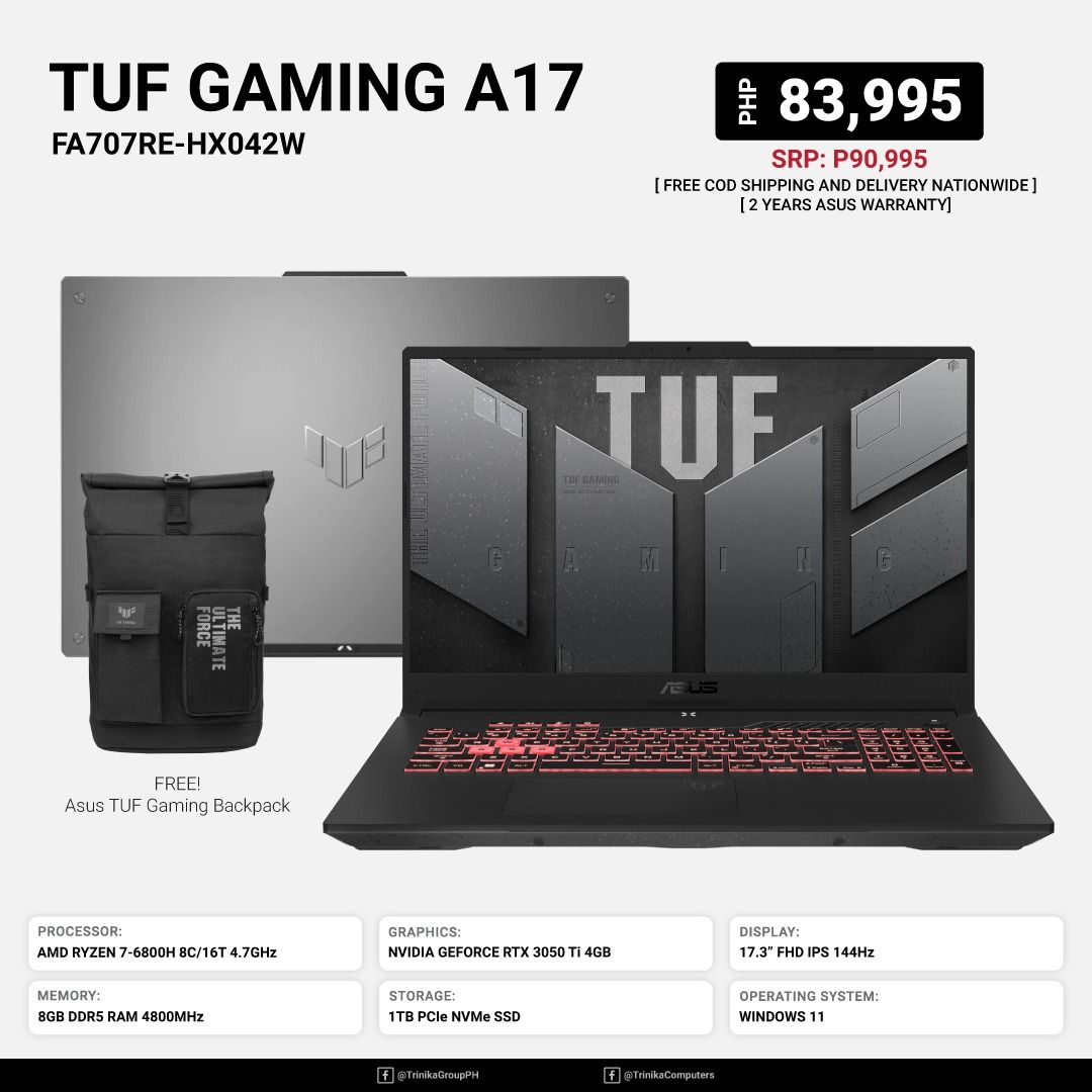 Asus TUF Gaming A17, Computers & Tech, Laptops & Notebooks on Carousell