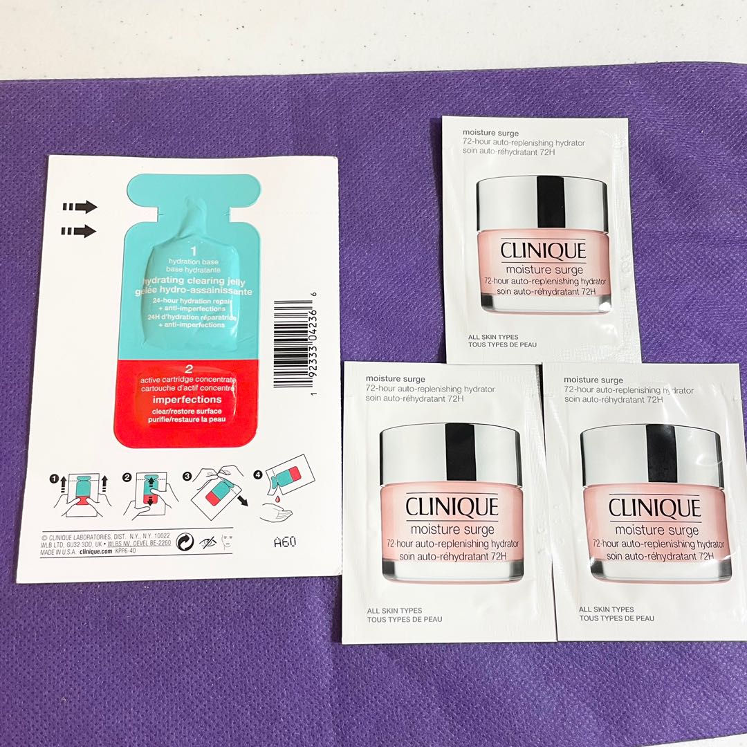 AUTHENTIC Clinique skincare sachet set moisture surge hydrating ...