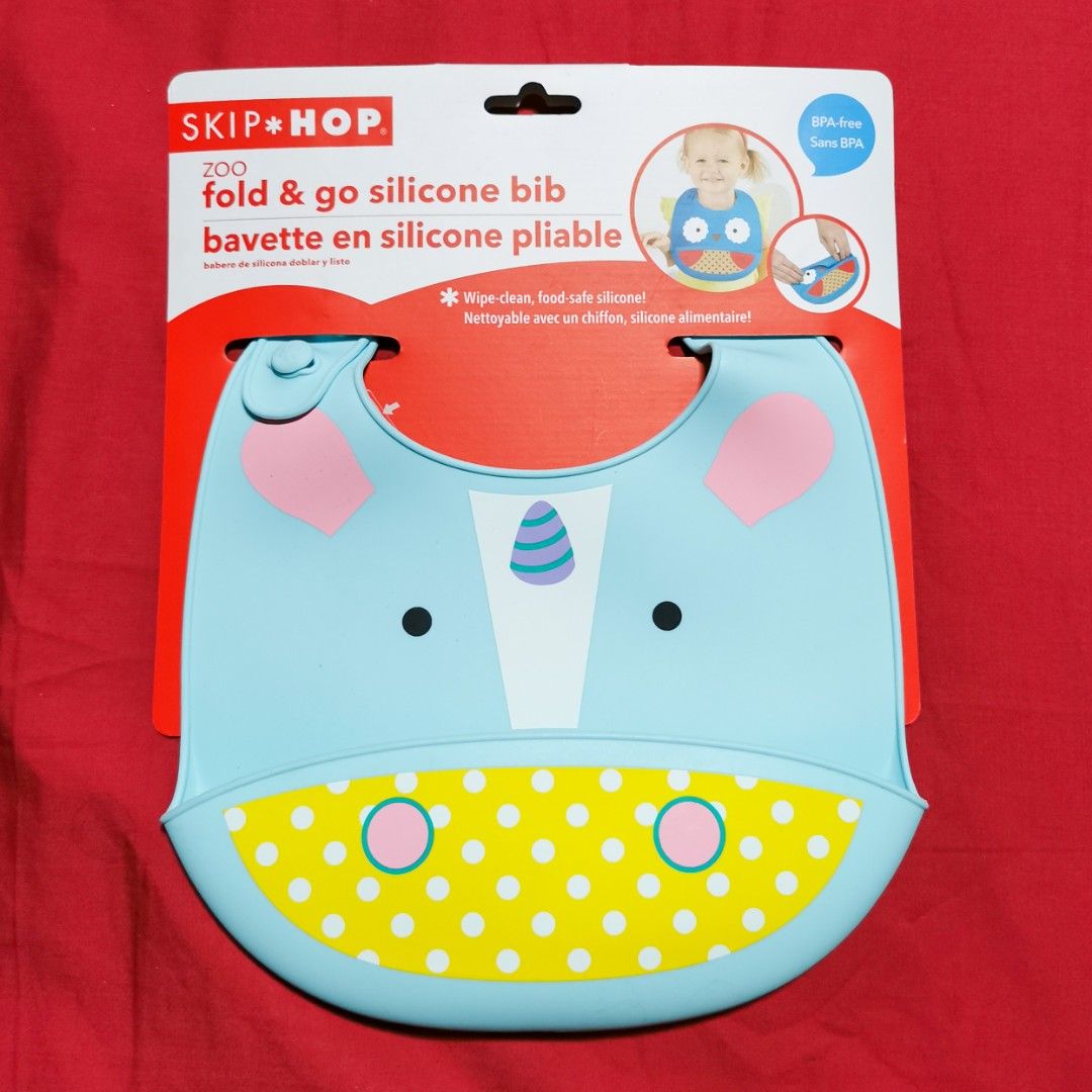 Authentic Skip Hop Zoo Fold & Go Silicone Bib_Eureka Unicorn, Babies ...