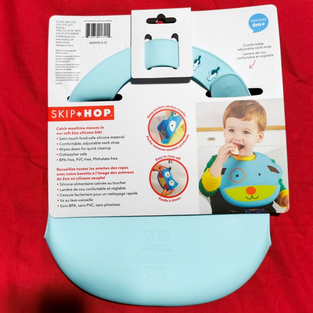 Authentic Skip Hop Zoo Fold & Go Silicone Bib_Eureka Unicorn, Babies ...