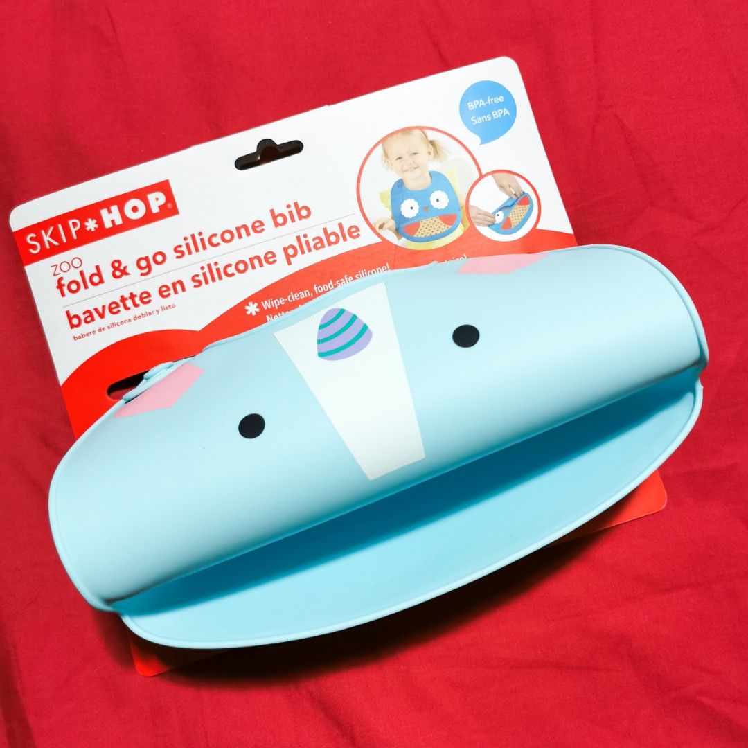 Authentic Skip Hop Zoo Fold & Go Silicone Bib_Eureka Unicorn, Babies ...