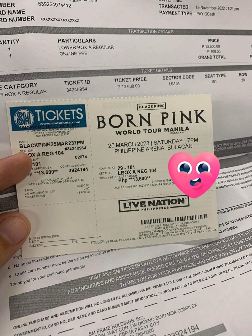 BLACKPINK CONCERT TICKET LBA 104, Tickets & Vouchers, Event Tickets on ...