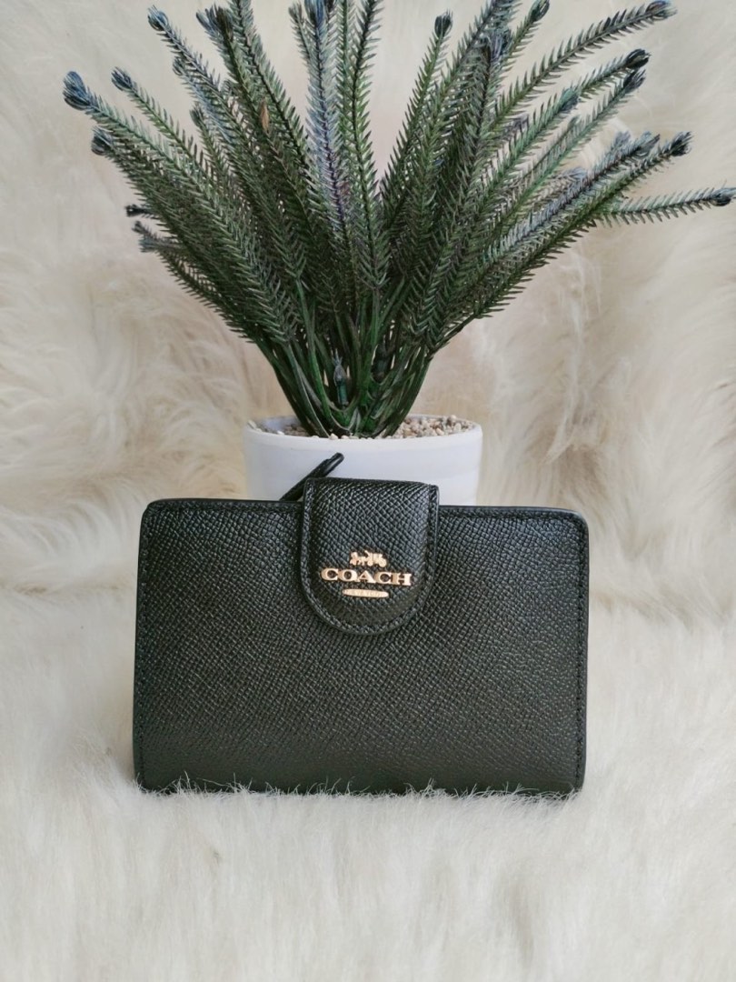 Coach C0082 Signature Medium Corner Zip Wallet Khaki Black, Barang ...