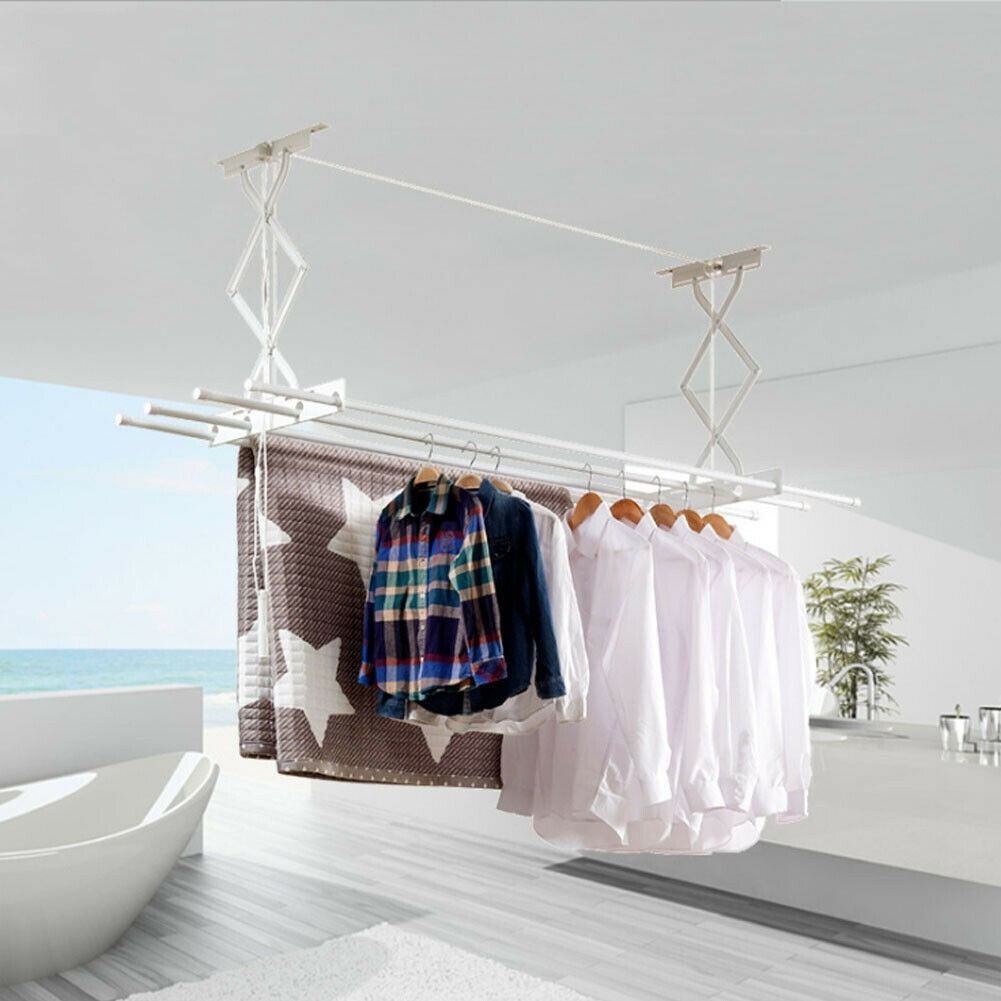 Diy Ceiling Pulley Clothes Drying Rack | Shelly Lighting