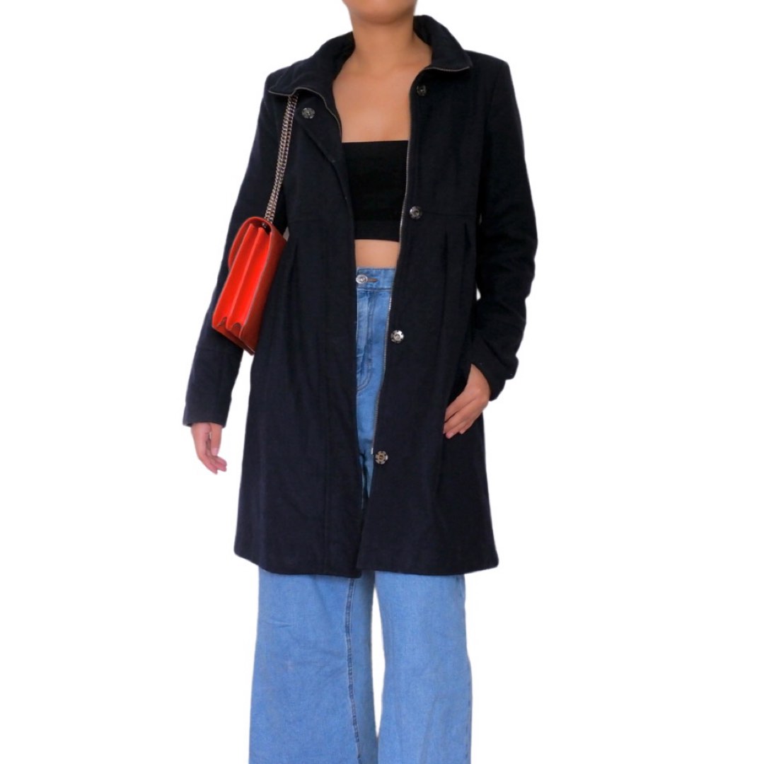 DKNY Midnight Blue Wool Coat, Women's Fashion, Coats, Jackets and ...