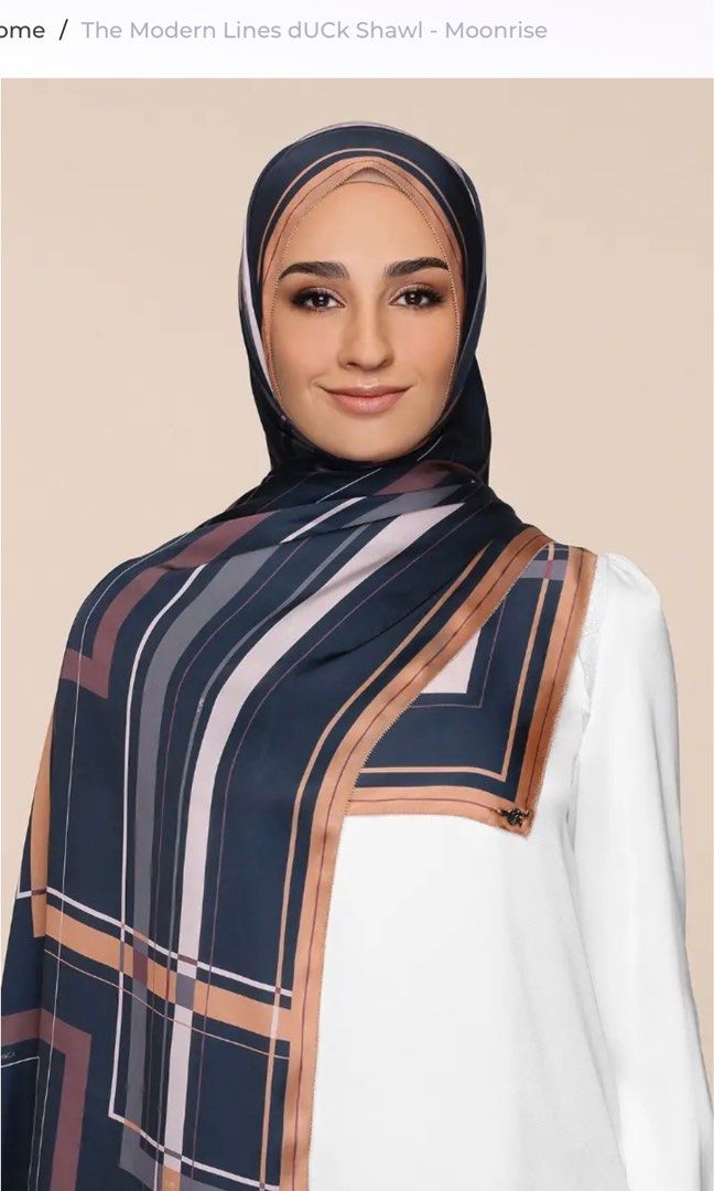 dUCk Modern Lines Shawl in Moonrise, Women's Fashion, Muslimah Fashion, Hijabs on Carousell
