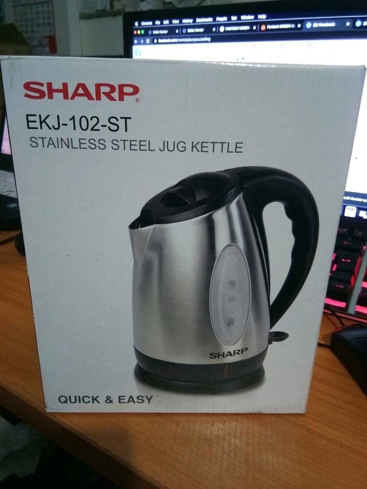 Electric Jug Kettle 1.0L (EKJ-102-ST) SHARP, TV & Home Appliances, Kitchen Appliances, Kettles ...