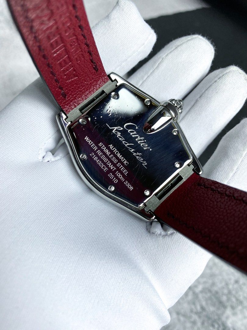 Handmade Jet Black Alligator Leather Watch Strap for Cartier Roadster ...