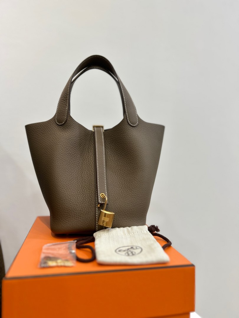 Hermes Picotin 18 Etoupe gold hardware, Luxury, Bags & Wallets on Carousell