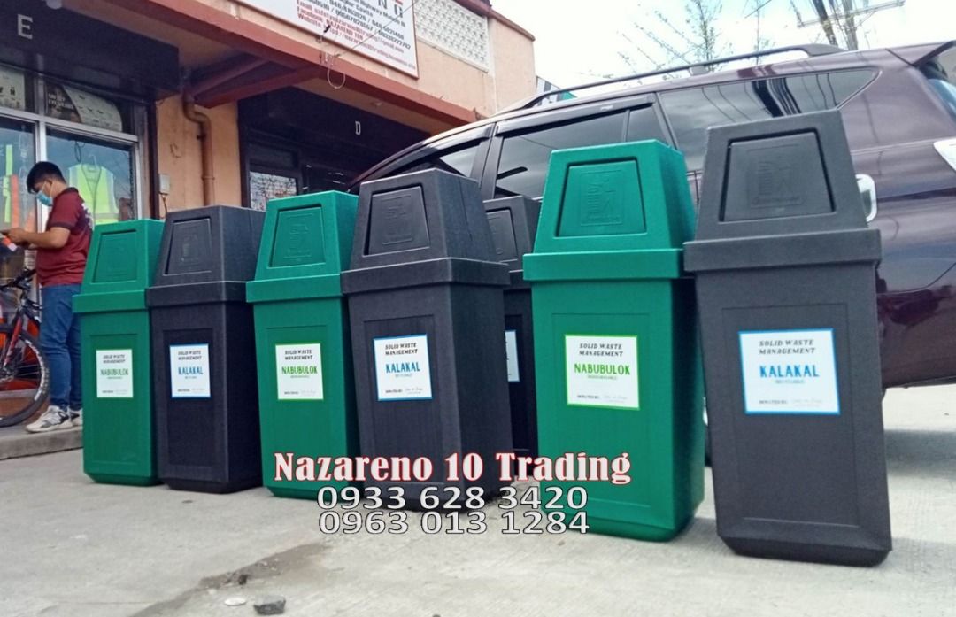 Hooded trash Bin Segregation Bin, Furniture & Home Living, Cleaning ...