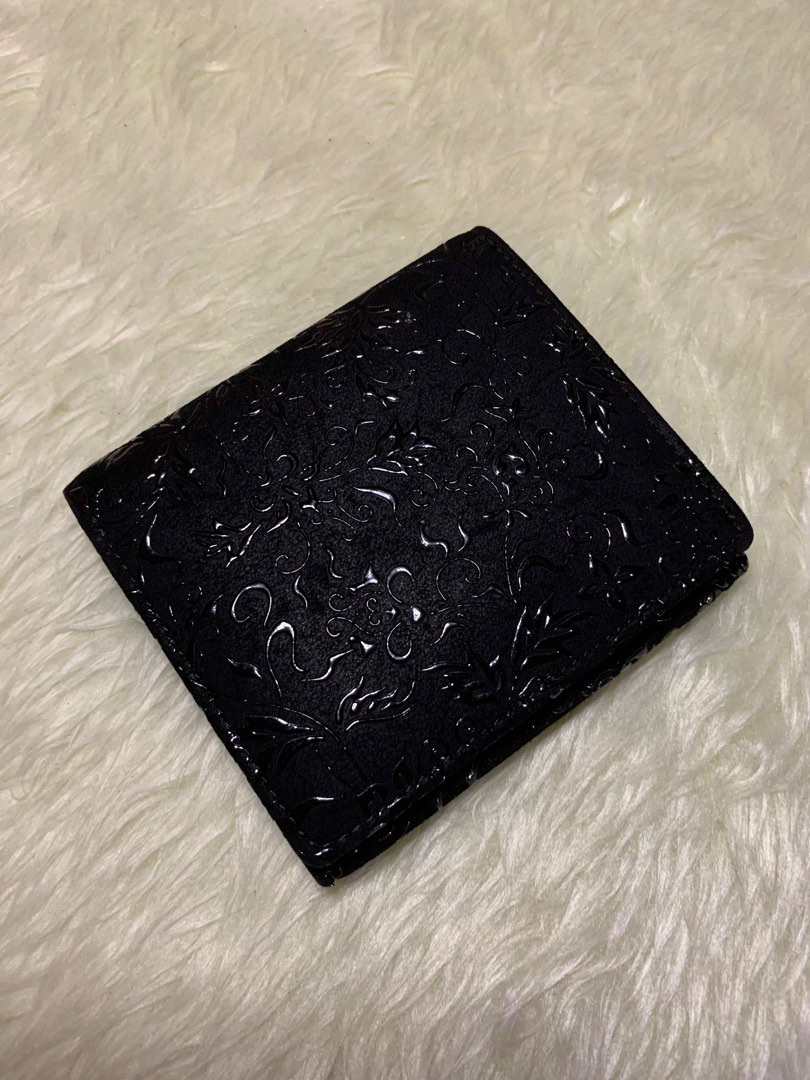 Inden-ya Arabesque Pattern Deer Skin Black on Black Bifold Wallet Box ...