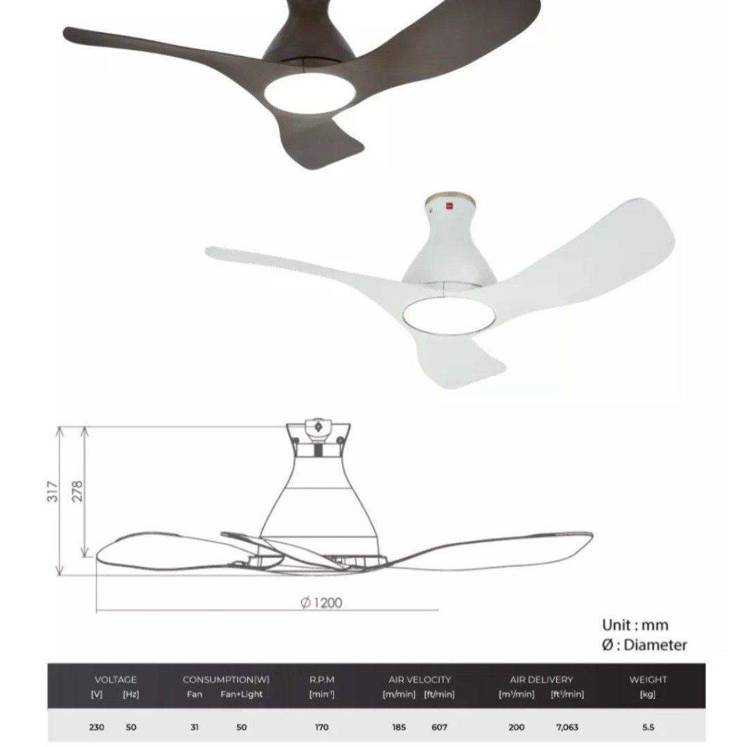 KDK E48GP Ceiling Fan (Dark Brown), Furniture & Home Living, Lighting ...