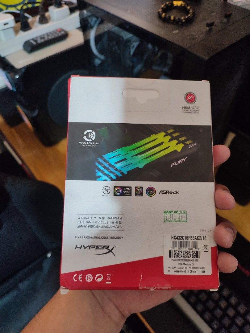 KINGSTON HYPER X FURY BEAST RGB BLACK 16GB DDRM RAM 3200MHZ, Computers ...