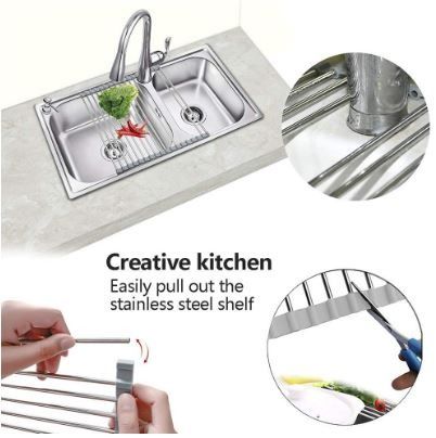 Kitchen Sink Rack Roll/Drying Rack, Stainless Steel Dish Drainer ...