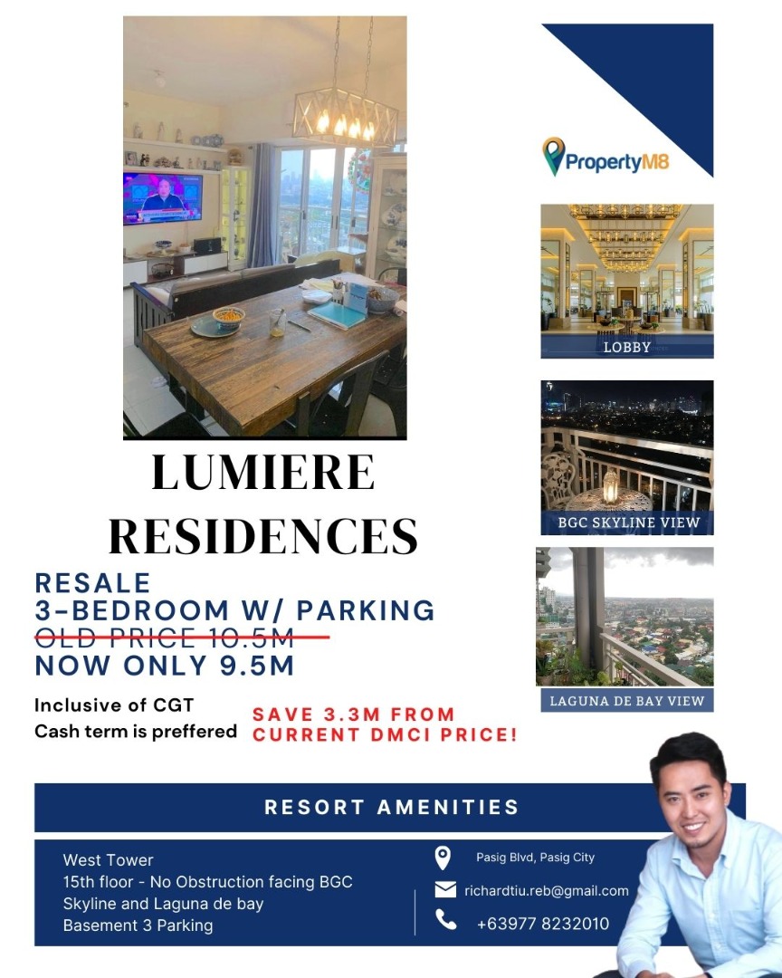 Lumiere Residences 3BR Three Bedroom Condo with Parking near BGC and ...