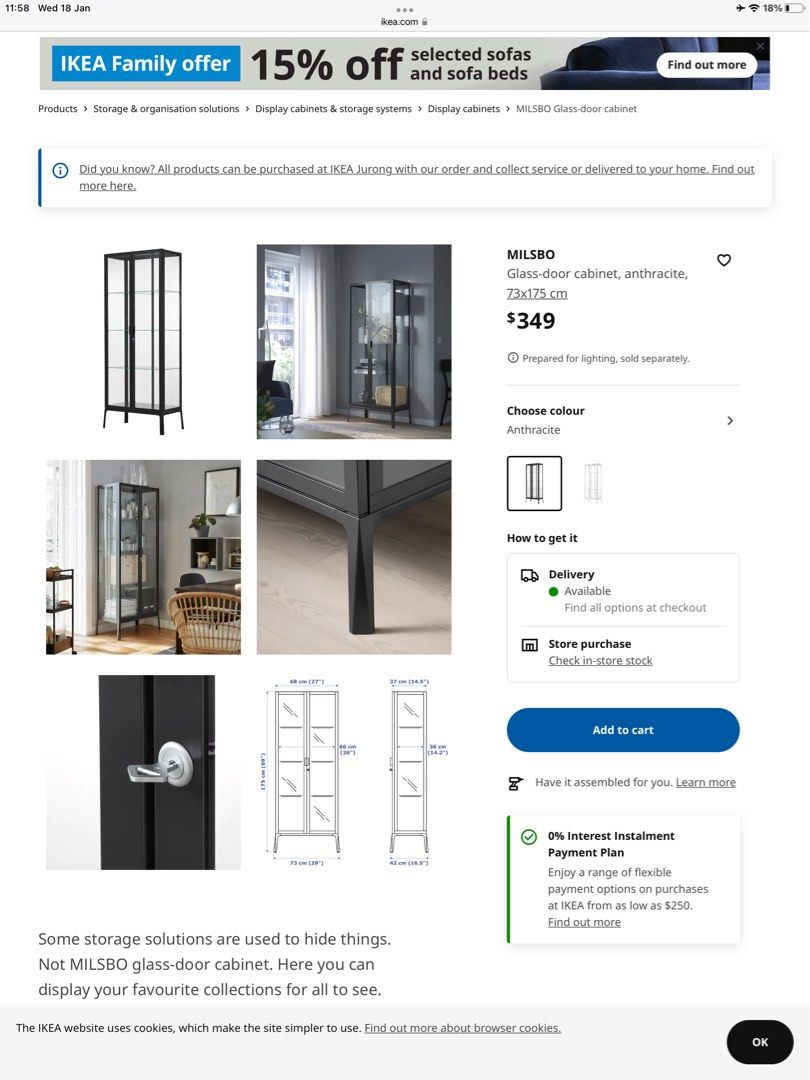 Milsbo IKEA display cabinet, Furniture & Home Living, Furniture ...