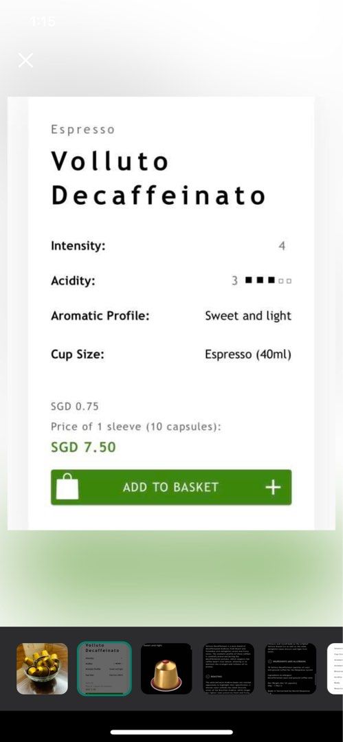 Nespresso Capsules Volluto Decaffeinato (17 capsules), Food & Drinks ...