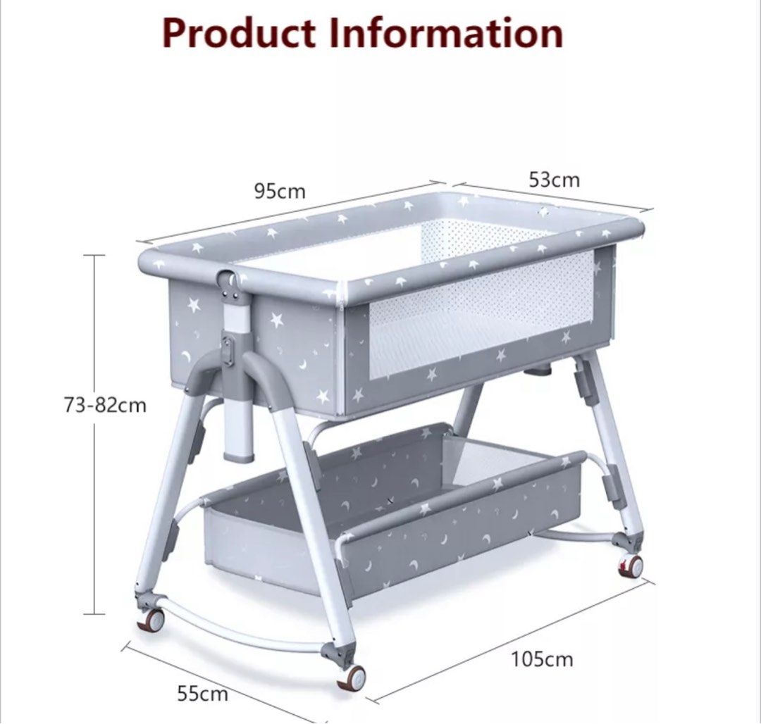 Newborn Baby Crib Rocker Bassinet Multifunctional Adjustable Aesthetic ...