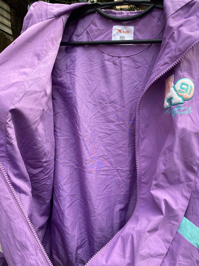 Original ANTA Girl Purple Jacket Raincoat Waterproof Parka BTS Like ...