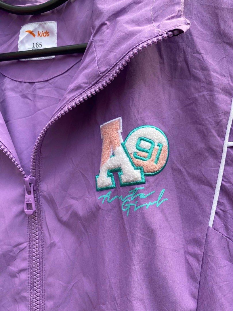 Original ANTA Girl Purple Jacket Raincoat Waterproof Parka BTS Like ...