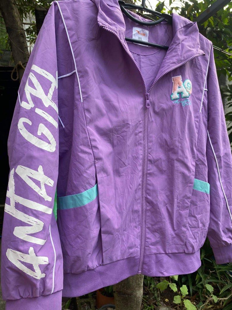 Original ANTA Girl Purple Jacket Raincoat Waterproof Parka BTS Like ...