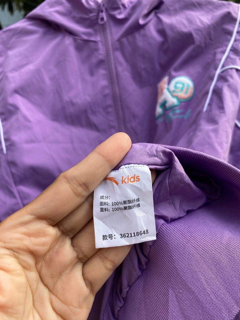 Original ANTA Girl Purple Jacket Raincoat Waterproof Parka BTS Like ...