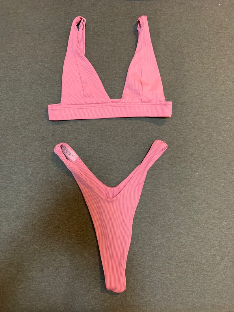 Pink Shein High Leg Swimsuit, Women's Fashion, Swimwear, Bikinis ...