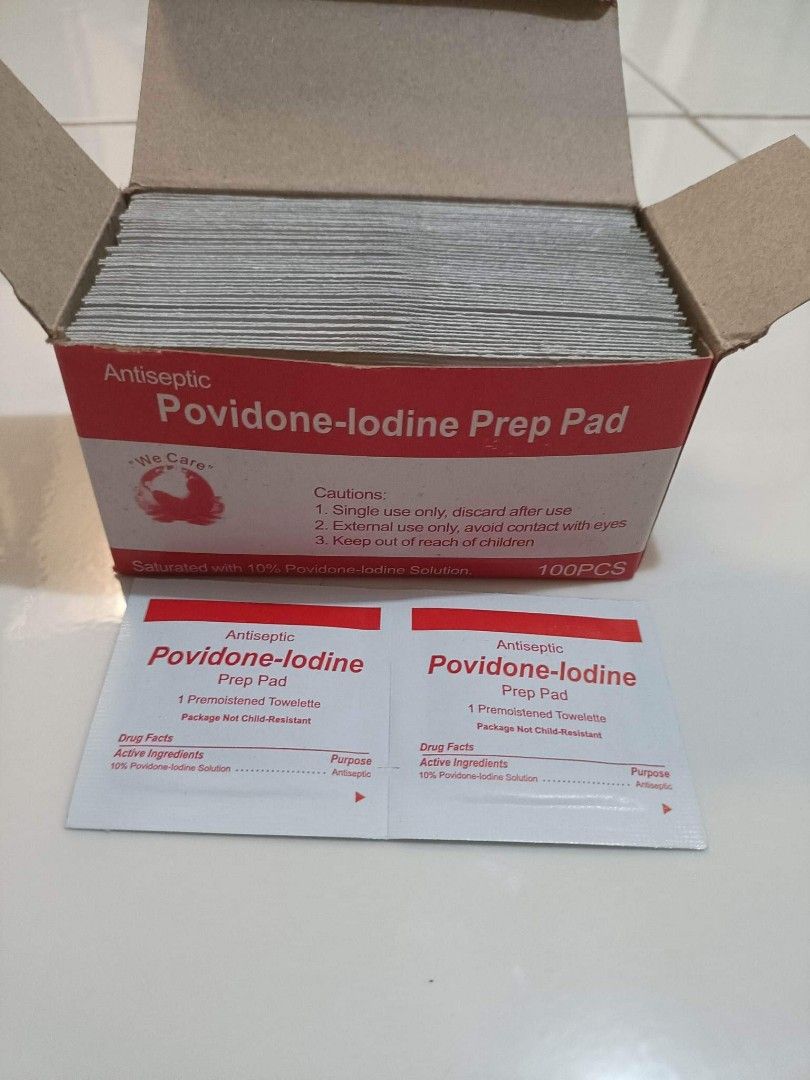 Povidone-Iodine Prep Pad 100Pcs, Health & Nutrition, Medical Supplies ...