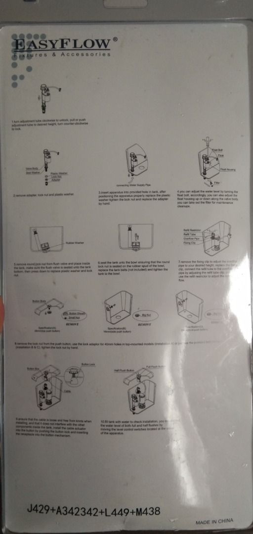 Push Button Type Tank Fittings for One-piece Water Closet, Furniture ...