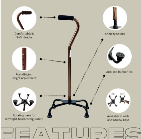 Quad Cane (narrow base & wide base) KNT1672, Health & Nutrition ...