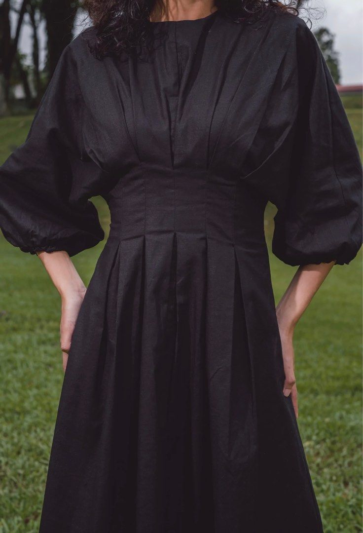 Raven Linen Maxi Dress - Raven Black, Women's Fashion, Dresses & Sets ...