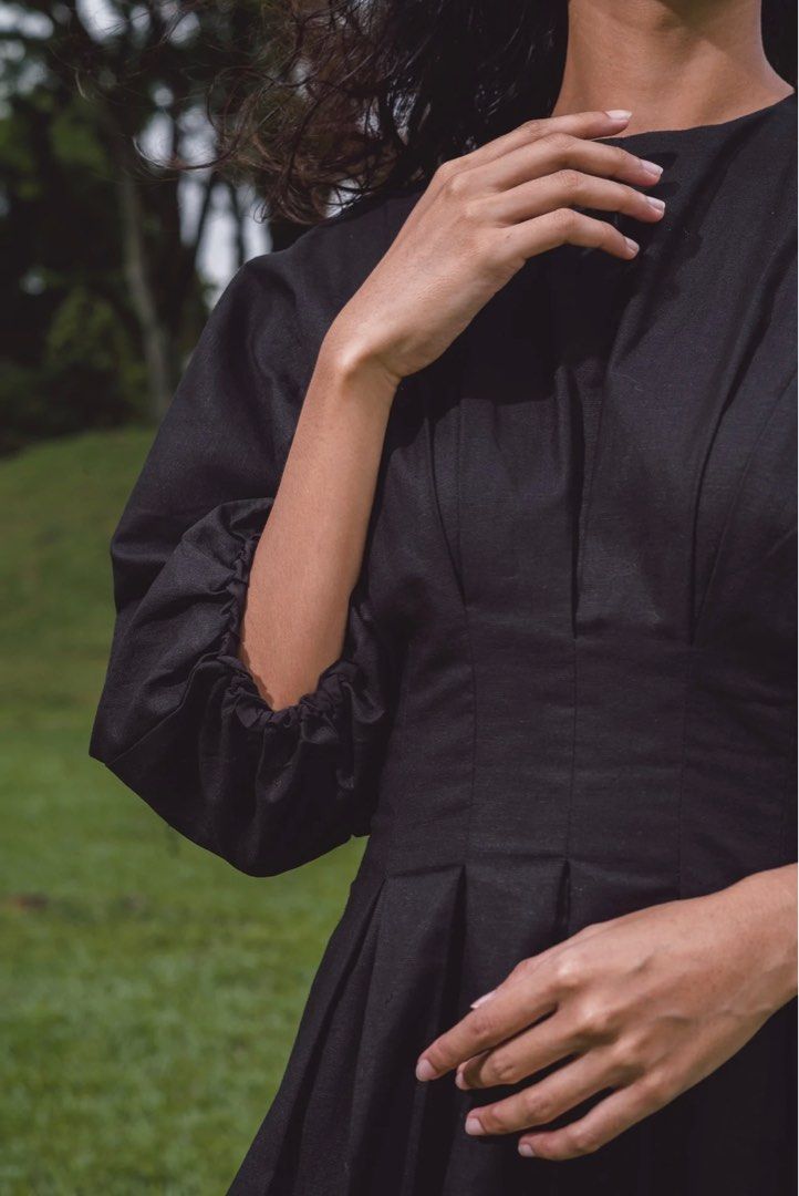 Raven Linen Maxi Dress - Raven Black, Women's Fashion, Dresses & Sets ...