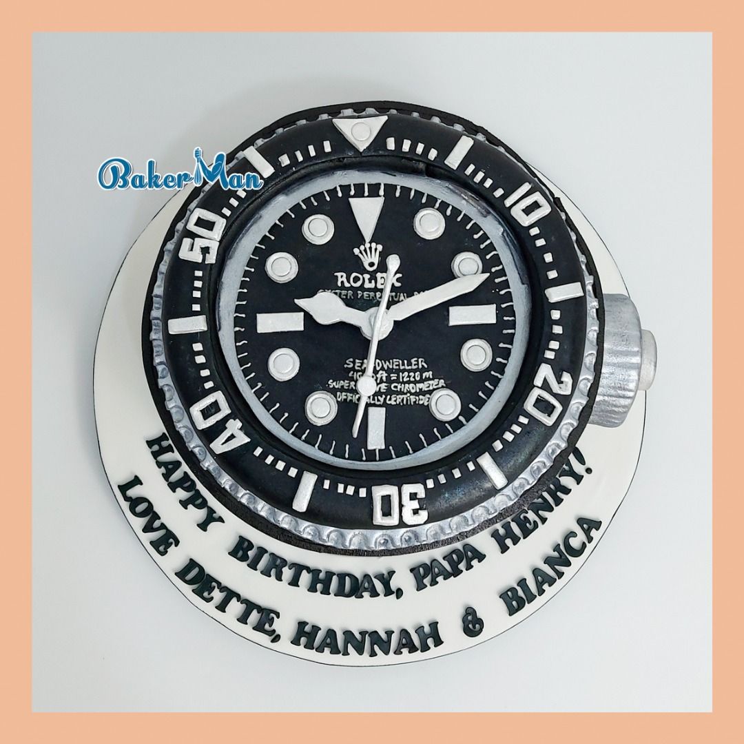 Rolex Cake | Rolex Watch Theme Cake | Custom Fondant Cake, Food ...