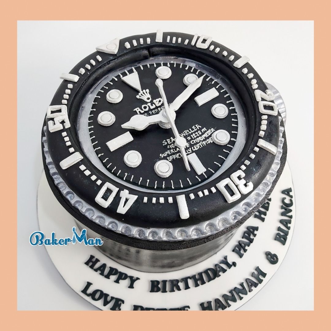 Rolex Cake | Rolex Watch Theme Cake | Custom Fondant Cake, Food ...