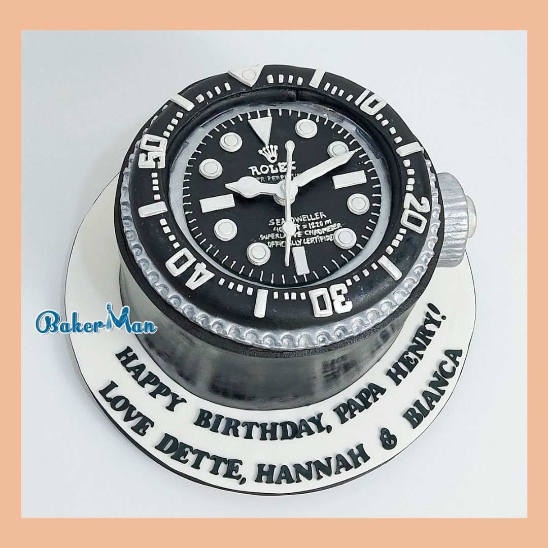 Rolex Cake | Rolex Watch Theme Cake | Custom Fondant Cake, Food ...
