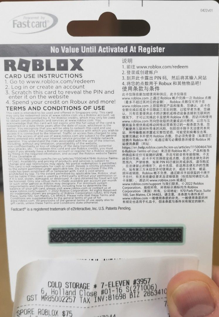 S$75 Roblox gift card, Video Gaming, Gaming Accessories, Game Gift ...
