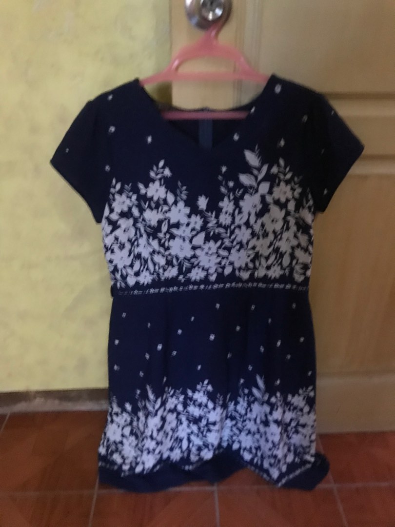 Samlin ladies blue flowery dress, Women's Fashion, Tops, Blouses on ...