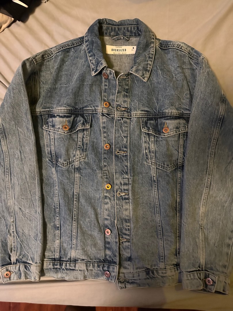 Topman Oversized Denim Jacket, Men's Fashion, Coats, Jackets and ...