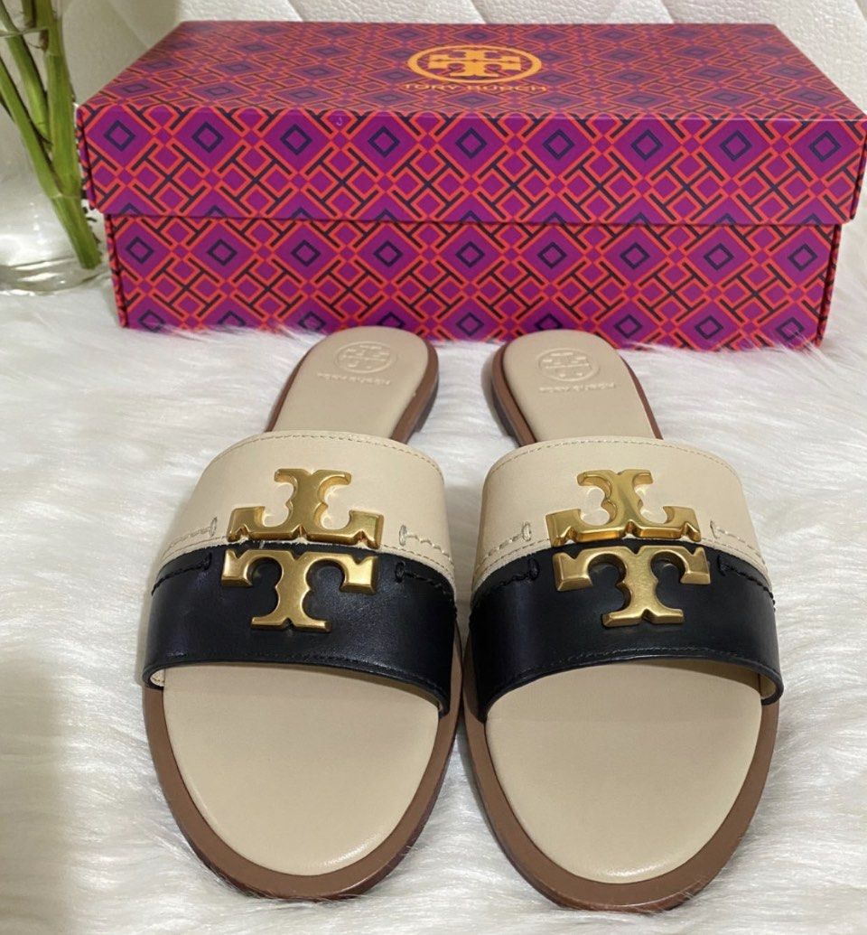 Tory Burch Everly Slides, Women's Fashion, Footwear, Flats & Sandals on ...