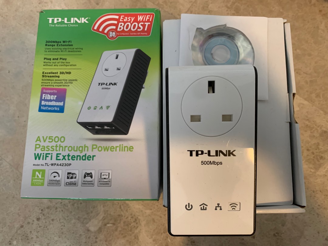 TP-Link AV500 Passthrough Powerline WiFi Extender TL-WPA4230P TPLINK ...