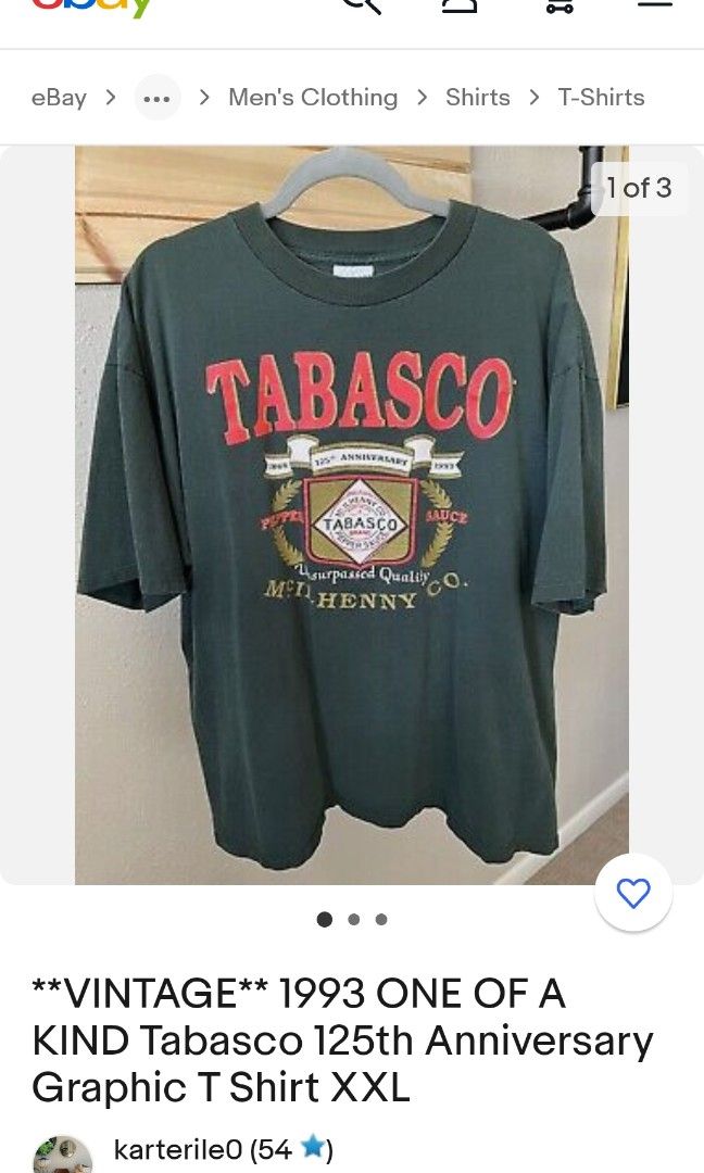 Vintage Tabasco shirt, Men's Fashion, Tops & Sets, Tshirts & Polo ...
