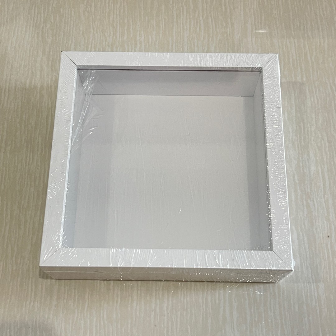 White 15x15cm shadow flower memory collection wood box diy gift frame ...