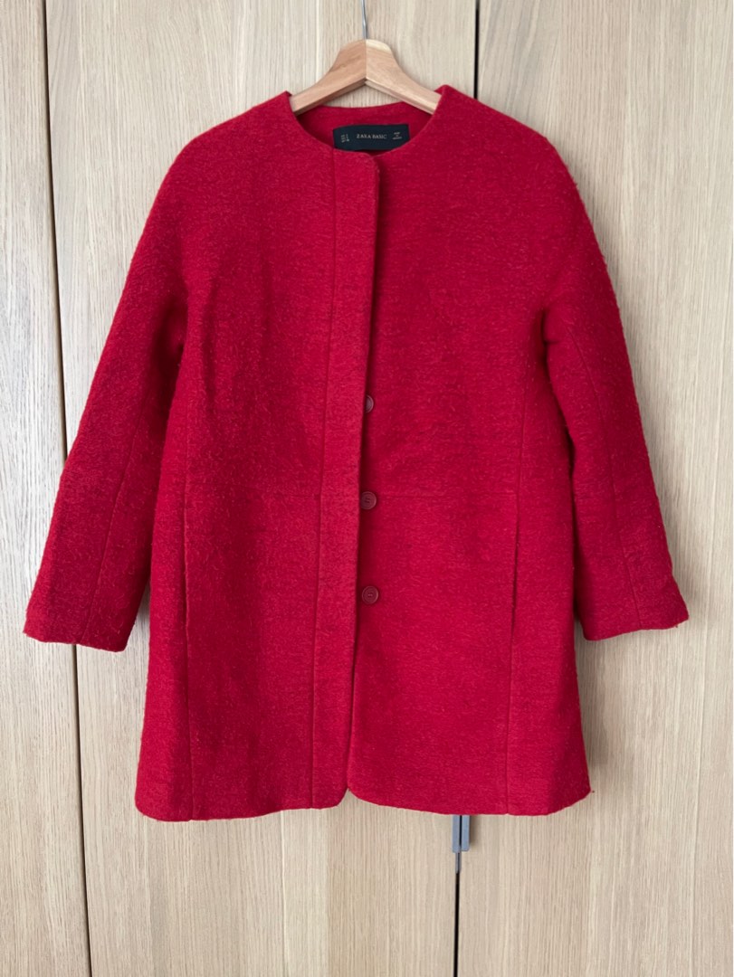 Zara Red Coat, Women's Fashion, Coats, Jackets and Outerwear on Carousell