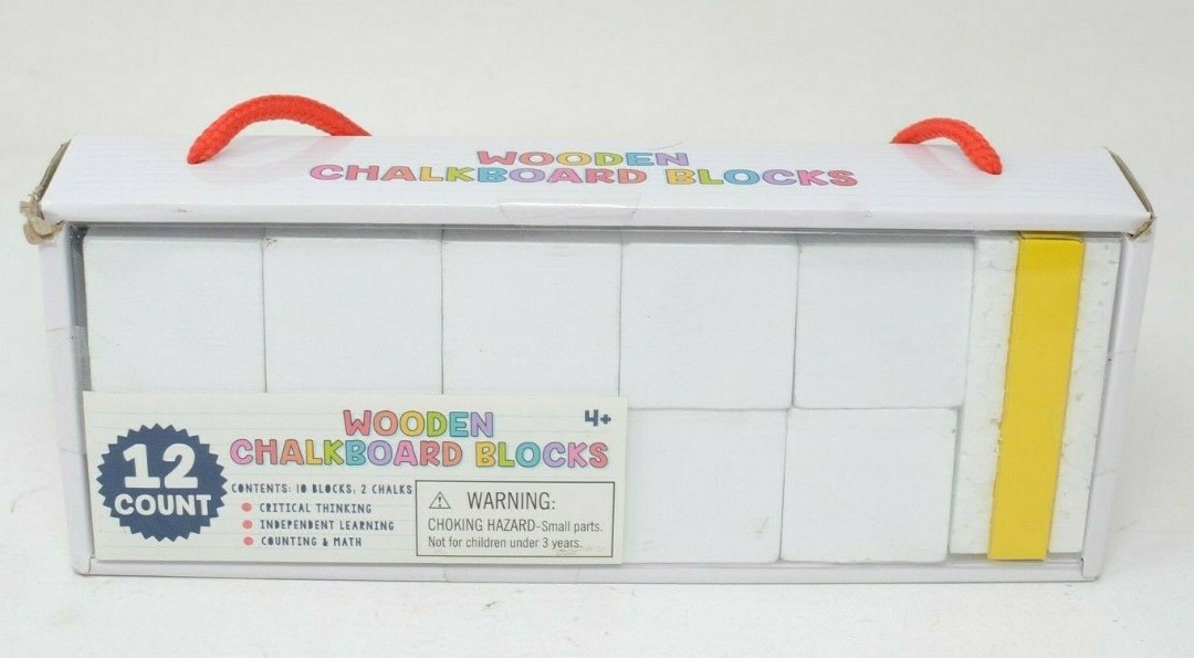 10 BLOCKS Wooden Chalkboard Blocks Counting Math Review Building Blocks ...