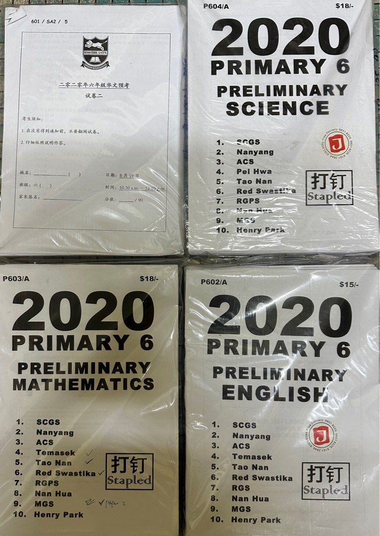 2020,2022 PSLE Top schools Prelim Papers, Hobbies & Toys, Books ...